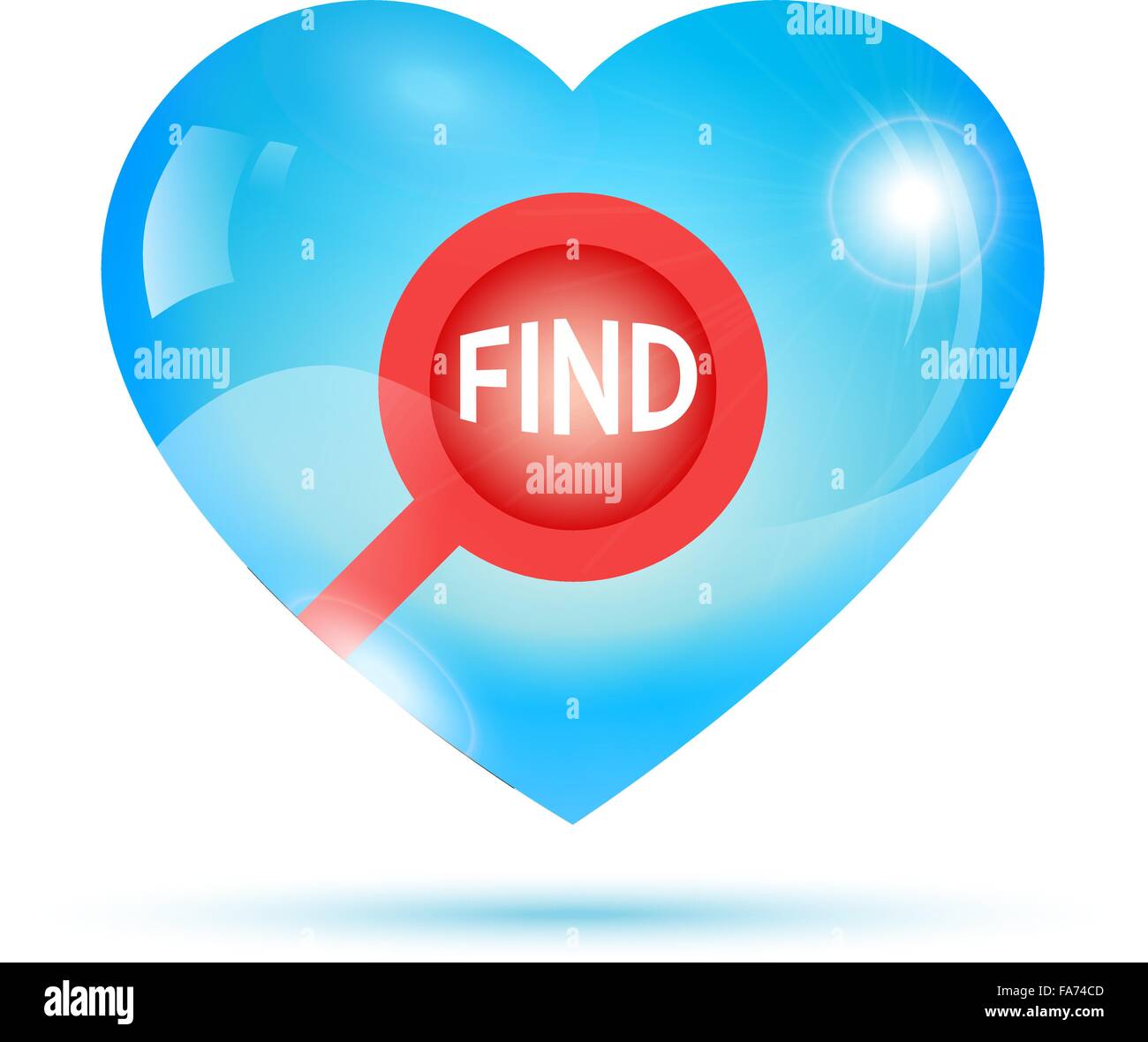 red search icon placed inside blue shiny heart Stock Vector Image & Art ...