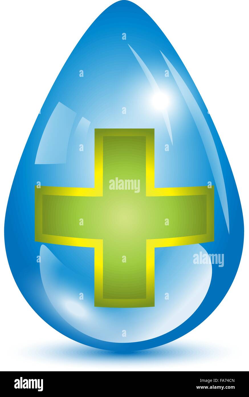 Green cross in a blue water drop Stock Vector Image & Art - Alamy