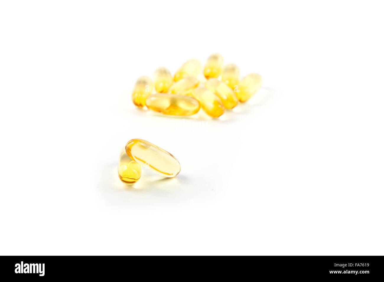 Fish oil capsules on white background, stock photo Stock Photo - Alamy