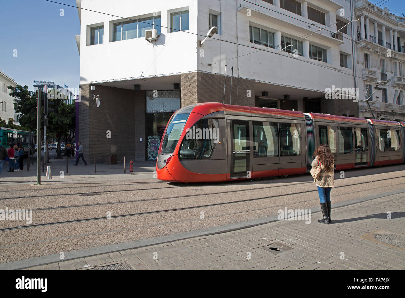 A modern tram in the centre of Casablanca in Morocco Stock Photo - Alamy