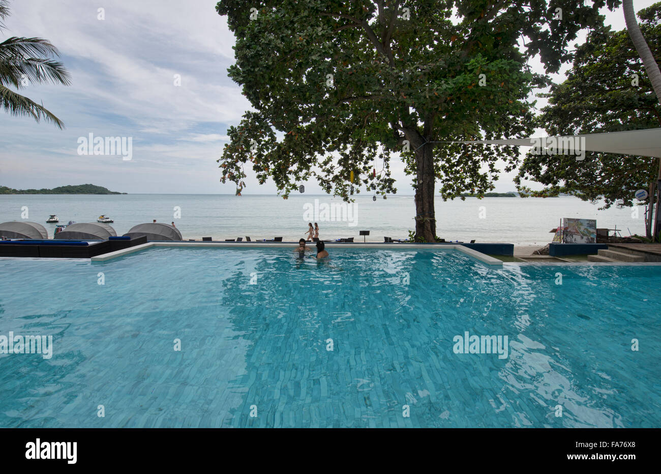 Enjoying the pool and the beach on Koh Samui island, Thailand Stock ...