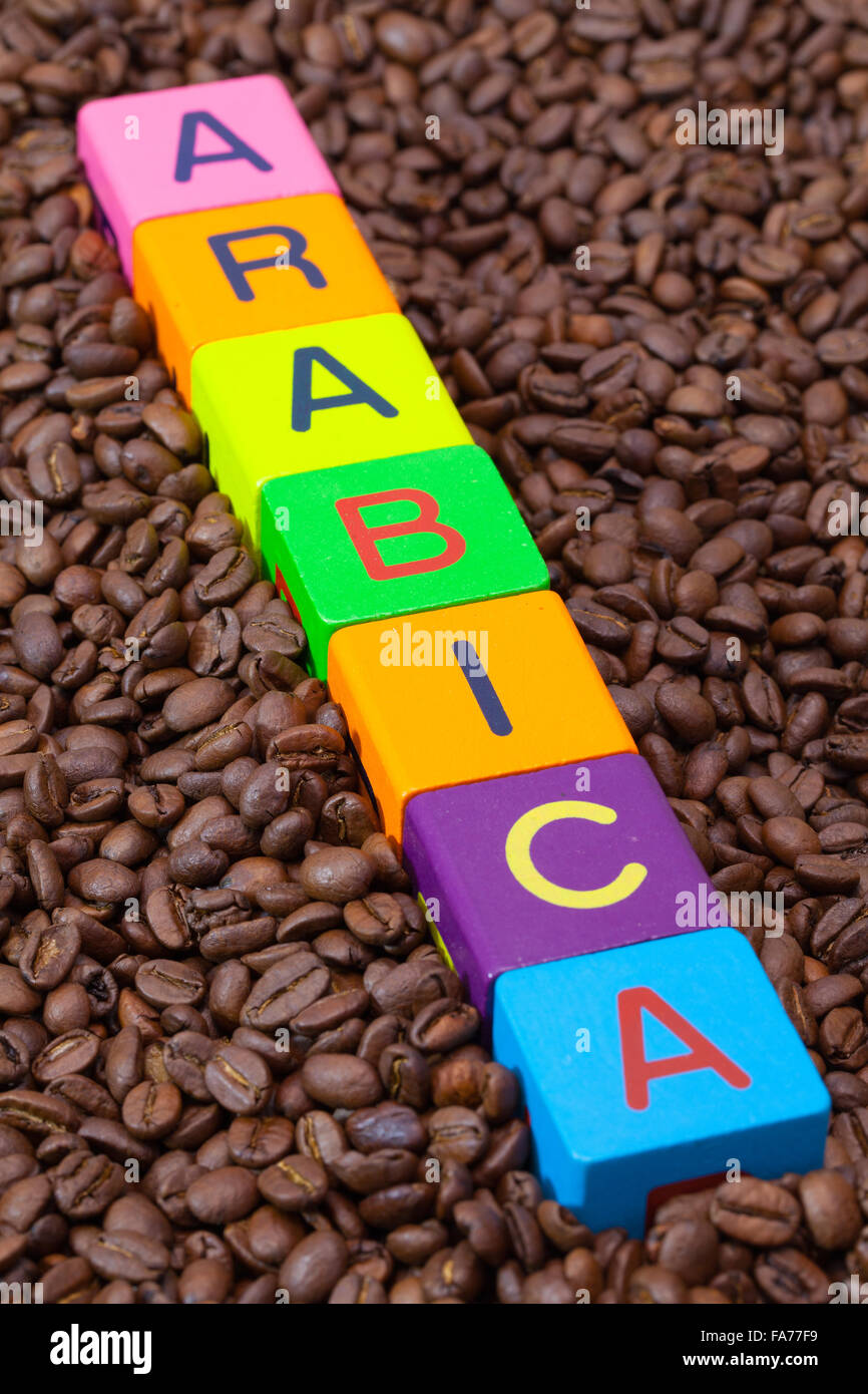Colored children's cubes and coffee beans - Arabica is the most ...
