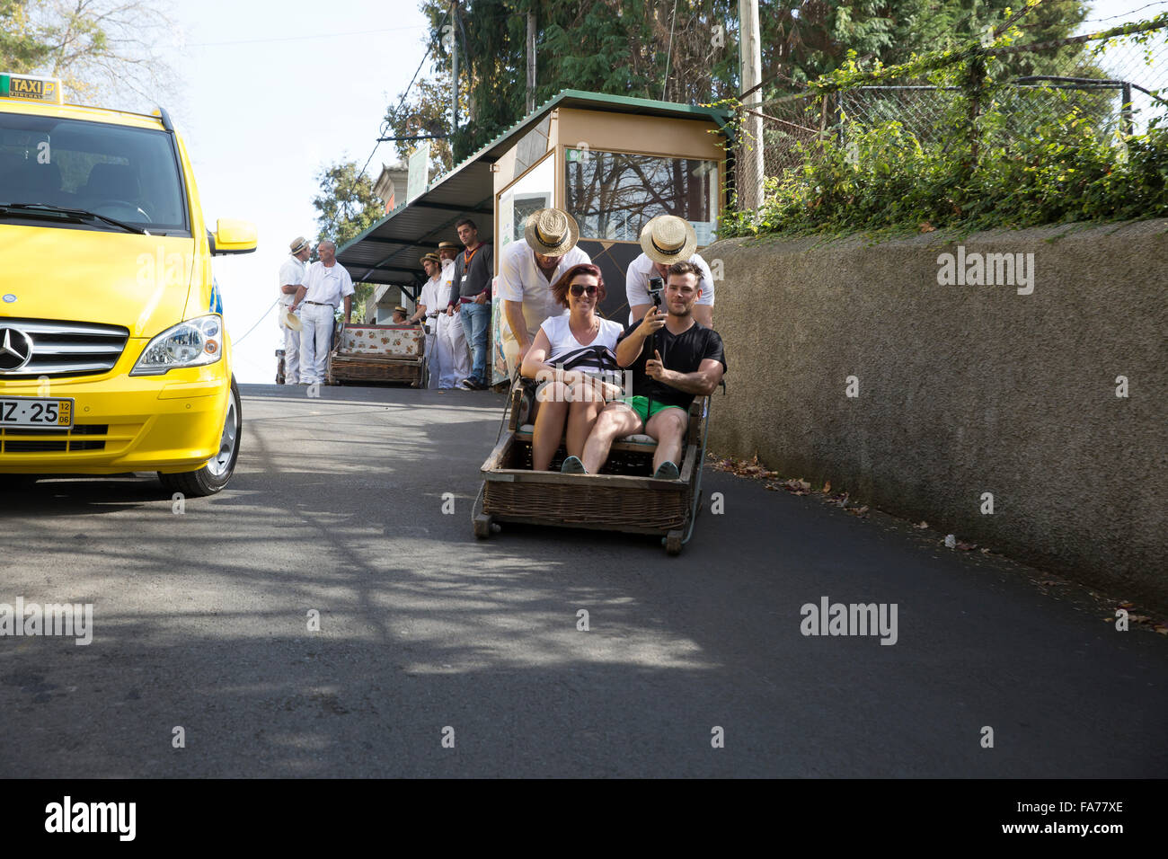 Wicker Toboggan Sled Ride in Monte,Funchal, madeira which has been ...