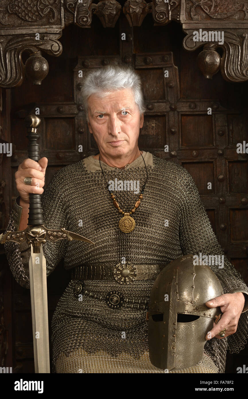 Mature Medieval knight Stock Photo - Alamy