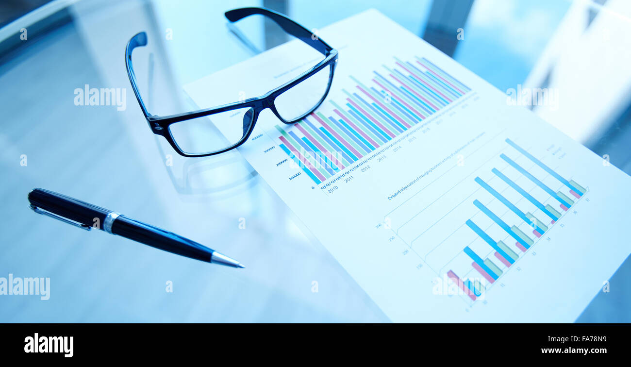 Group of business objects on workplace Stock Photo - Alamy