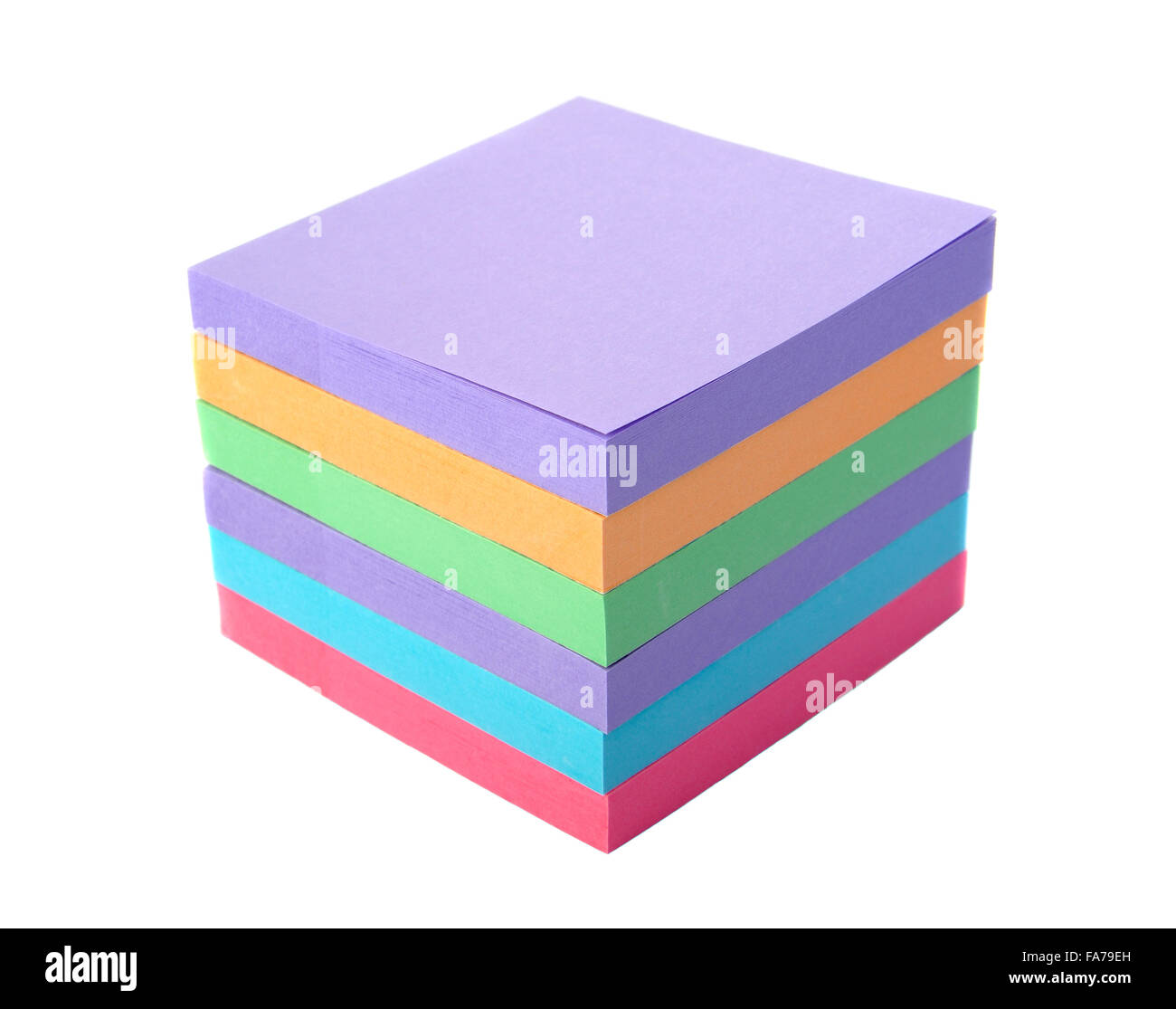 Pile colored paper sticker on a white background Stock Photo - Alamy