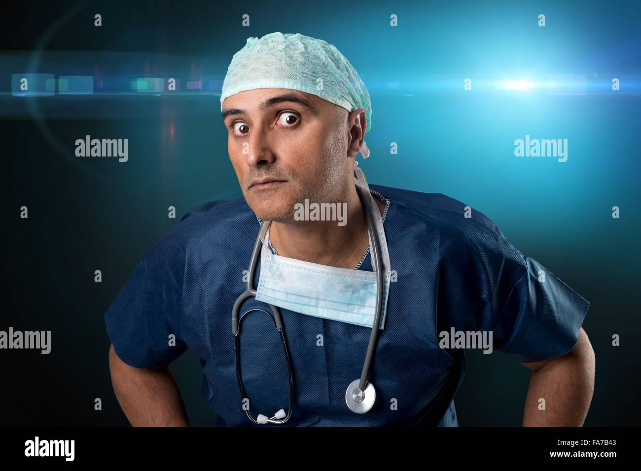 Doctor in uniform in a dark background Stock Photo - Alamy