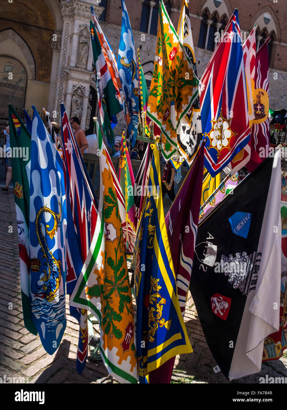Flags Of The Contrade Of The Palio Of Siena High Resolution Stock ...