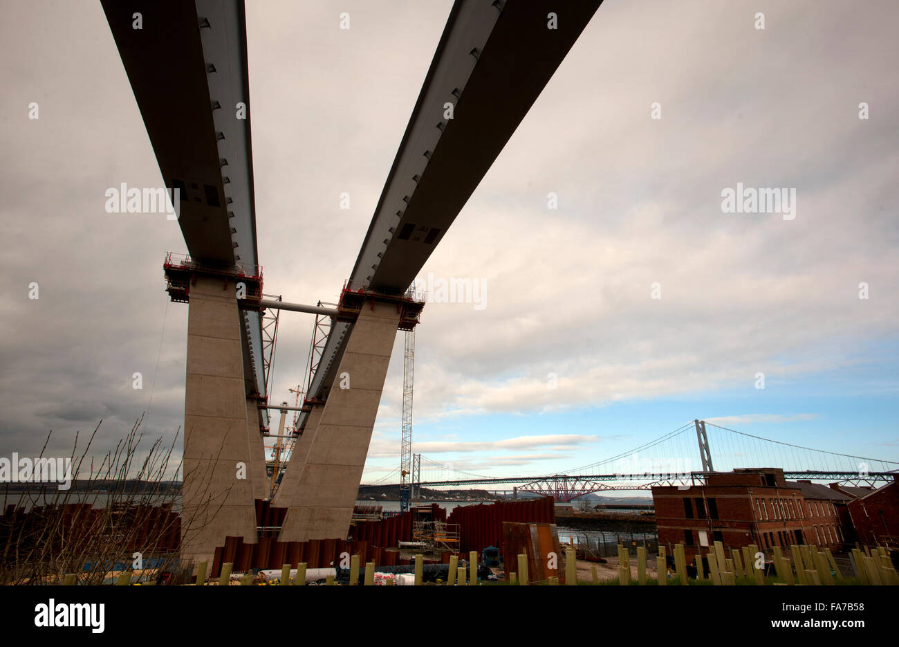 The new Queensferry Crossing under construction across the Firth of ...