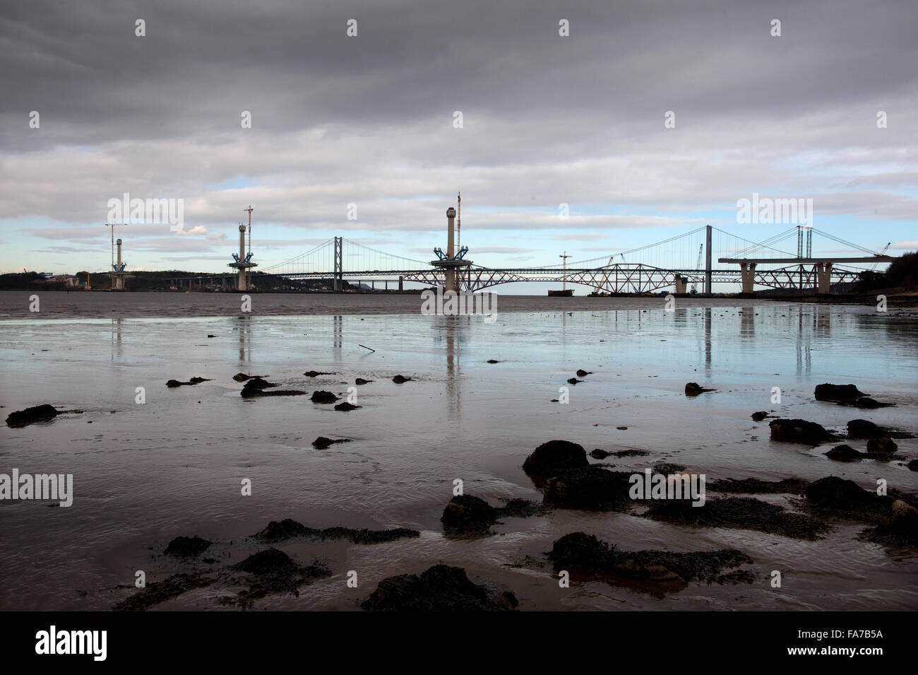 The new Queensferry Crossing under construction across the Firth of ...
