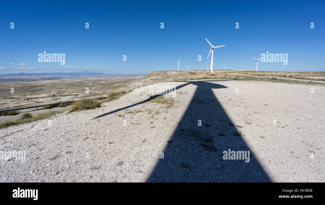 Wind turbines and shadow in plateau Stock Photo - Alamy