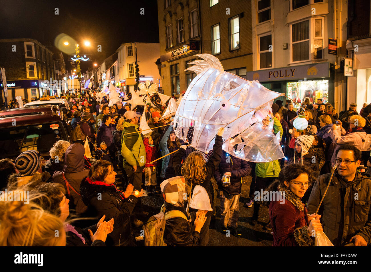 The Aberystwyth Christmas Lights and Lantern procession through the ...