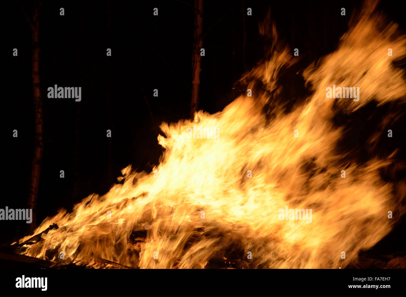 massive wood fire in winter night Stock Photo - Alamy