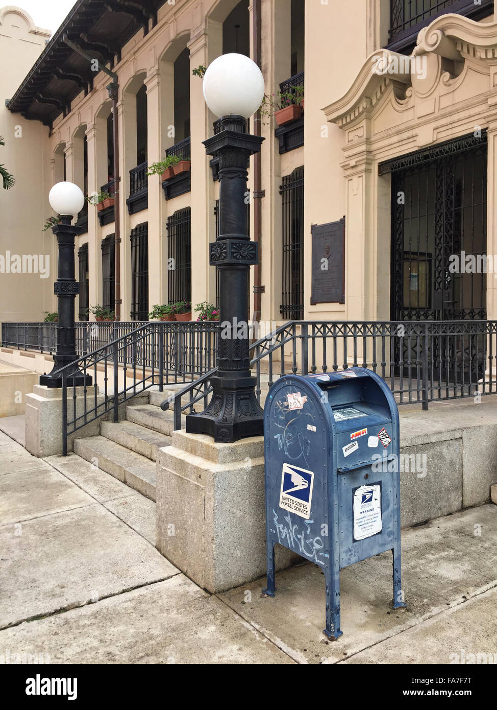 Mailbox in street of Old San Juan Puerto Rico creating nice colour ...