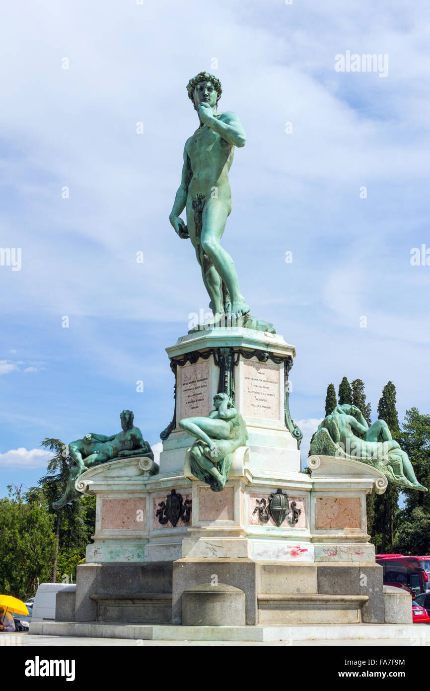 Italy, Florence, Michelangelo Square, replica of Michelangelo's David ...