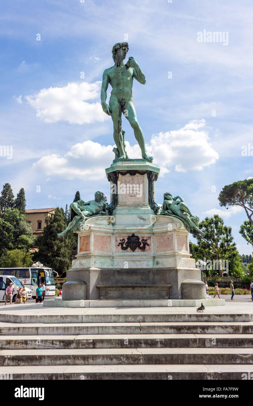 Italy, Florence, Michelangelo Square, replica of Michelangelo's David ...