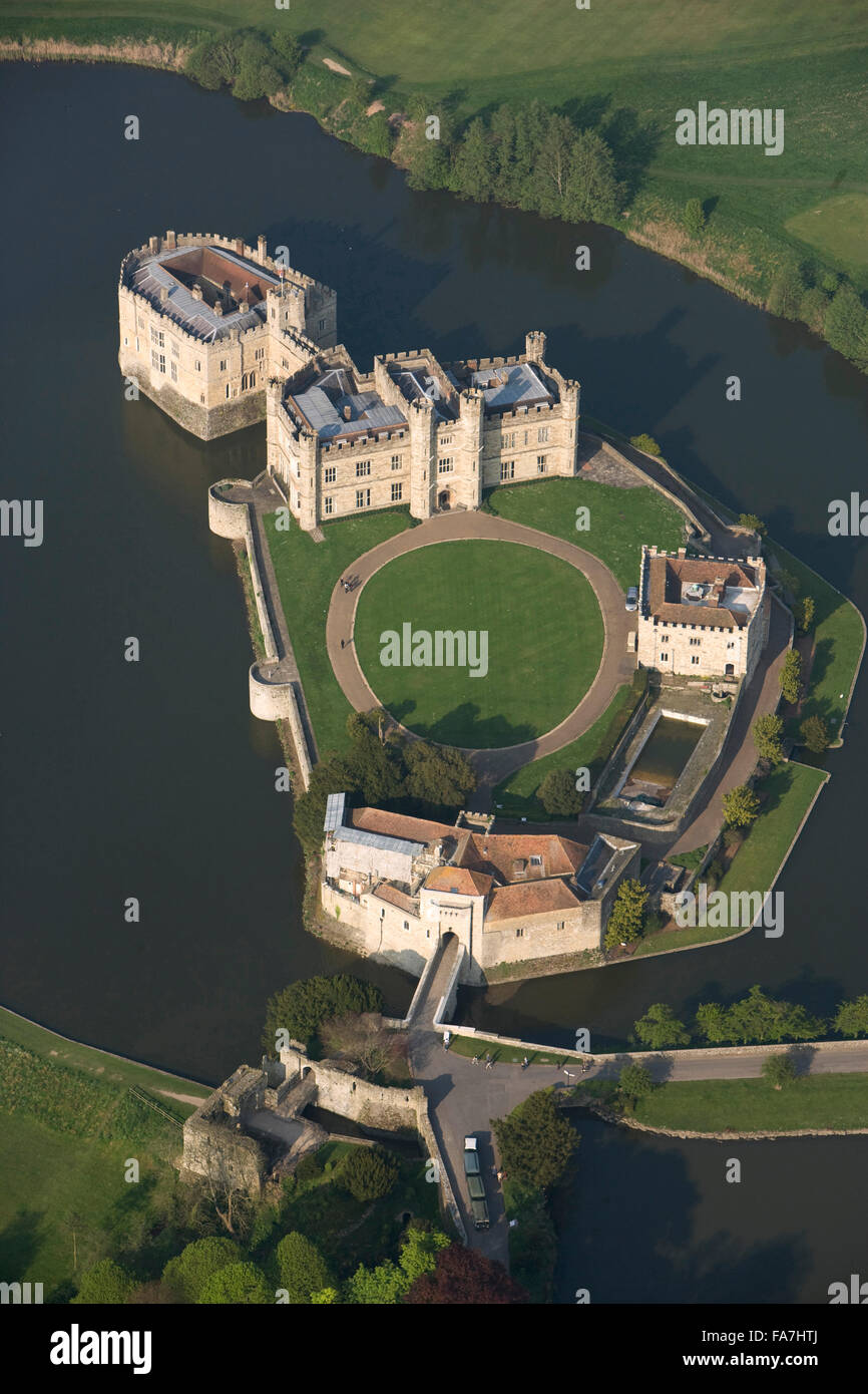 LEEDS CASTLE, Kent. Aerial view. First built in 1119, the castle became ...