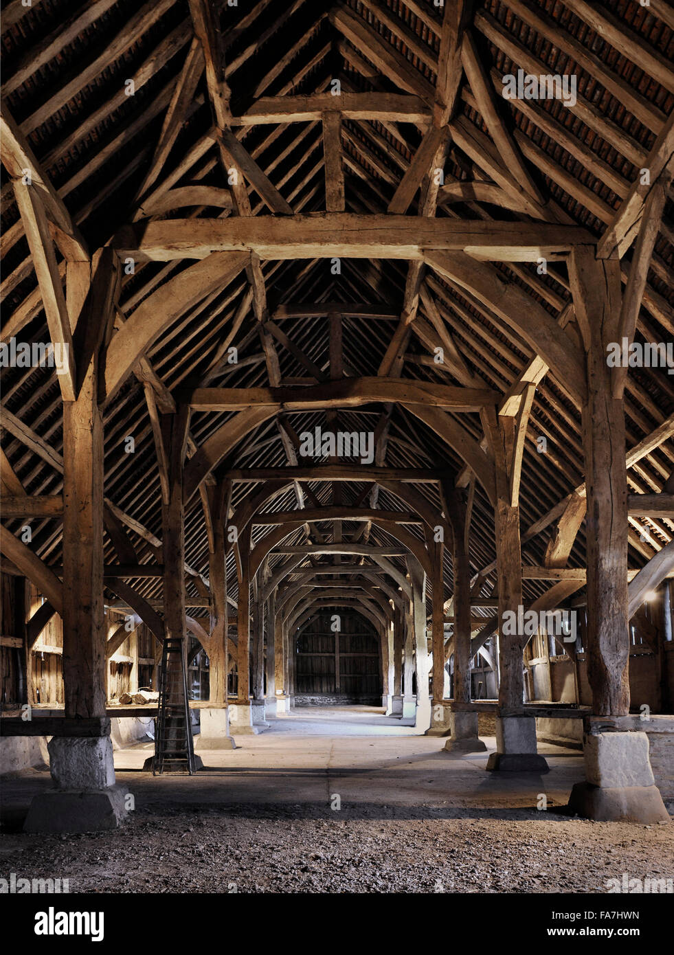 HARMONDSWORTH GREAT BARN, Greater London. Interior view. Medieval ...