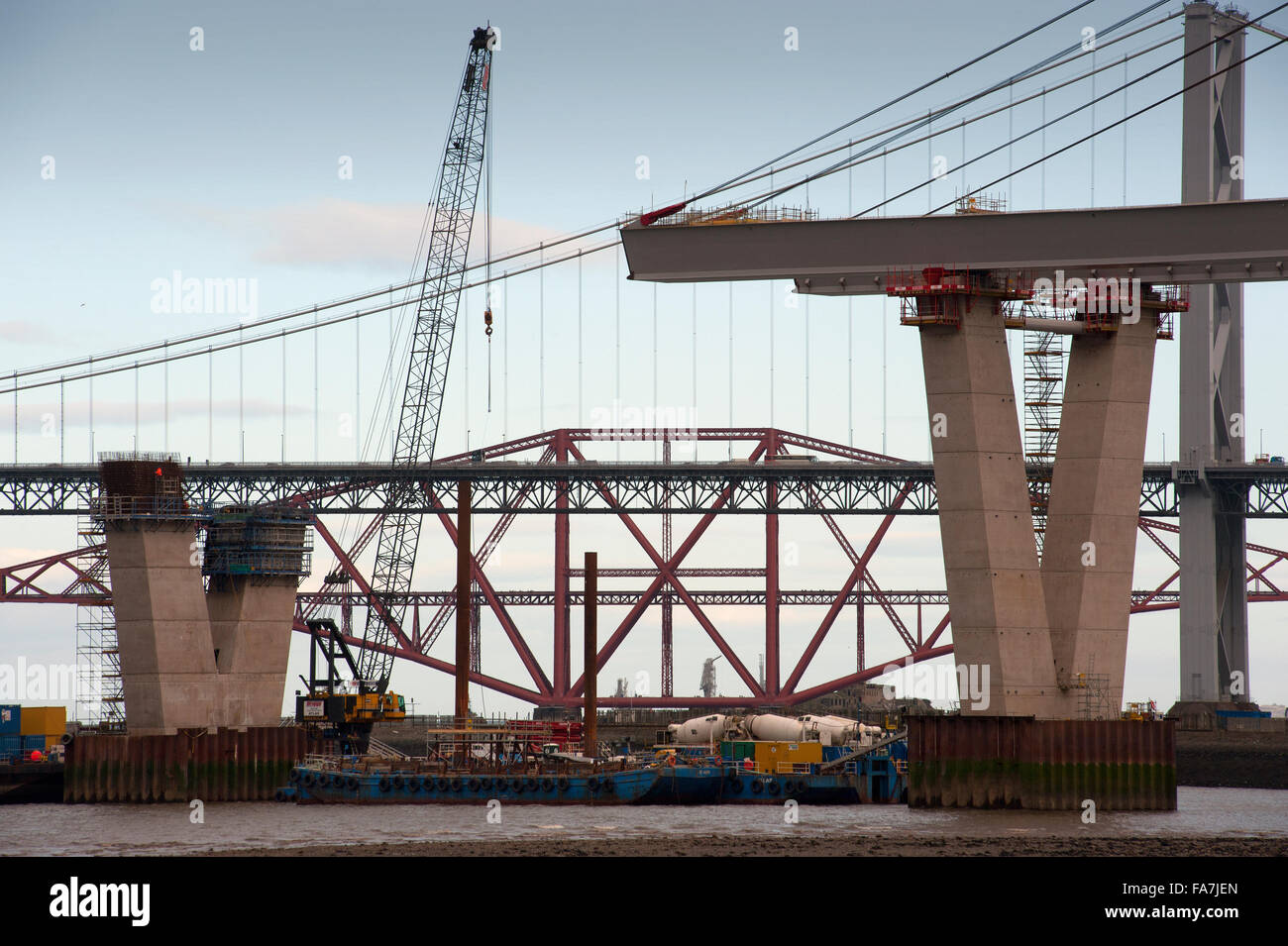 The new Queensferry Crossing under construction across the Firth of ...