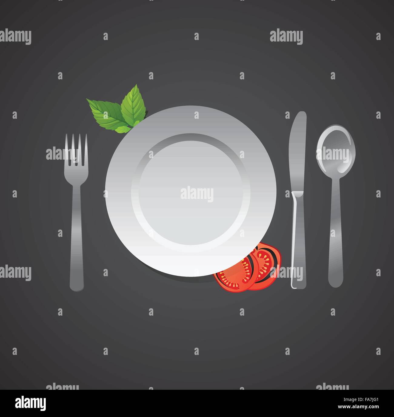 Plate silver cutlery on Stock Vector Images - Alamy