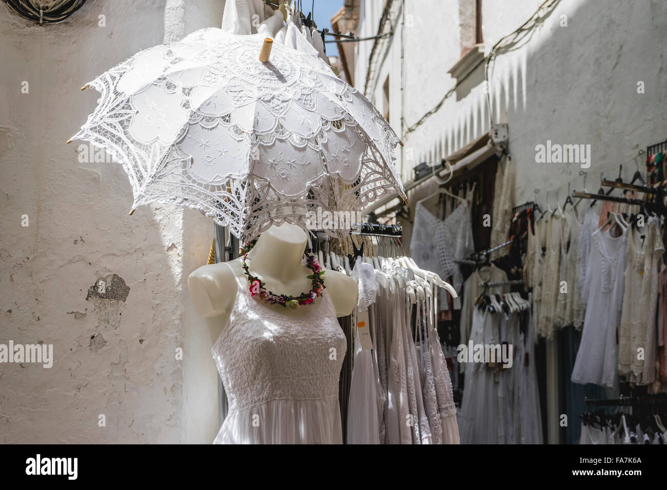 traditional Andalusian street clothing stores in Marbella, Andalucia ...