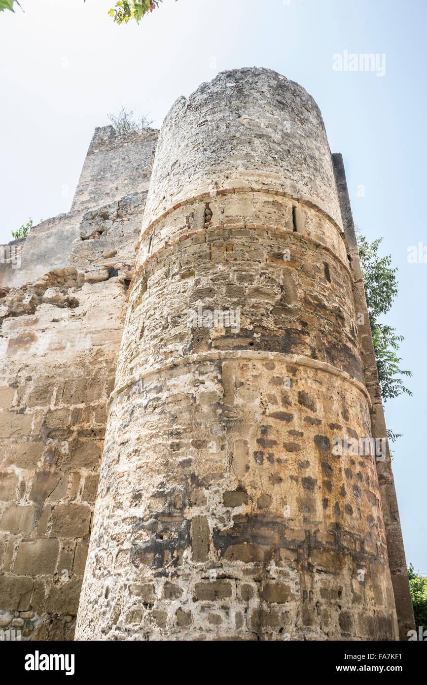 wall and tower of medieval castle in Marbella Andalucia Spain Stock ...
