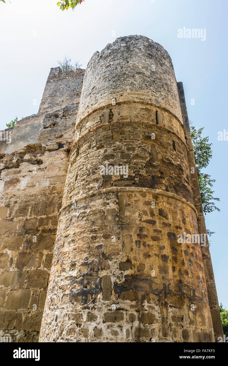 wall and tower of medieval castle in Marbella Andalucia Spain Stock ...