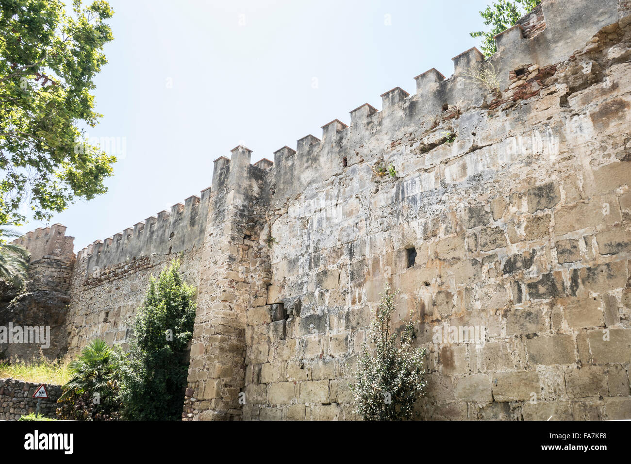 wall and tower of medieval castle in Marbella Andalucia Spain Stock ...
