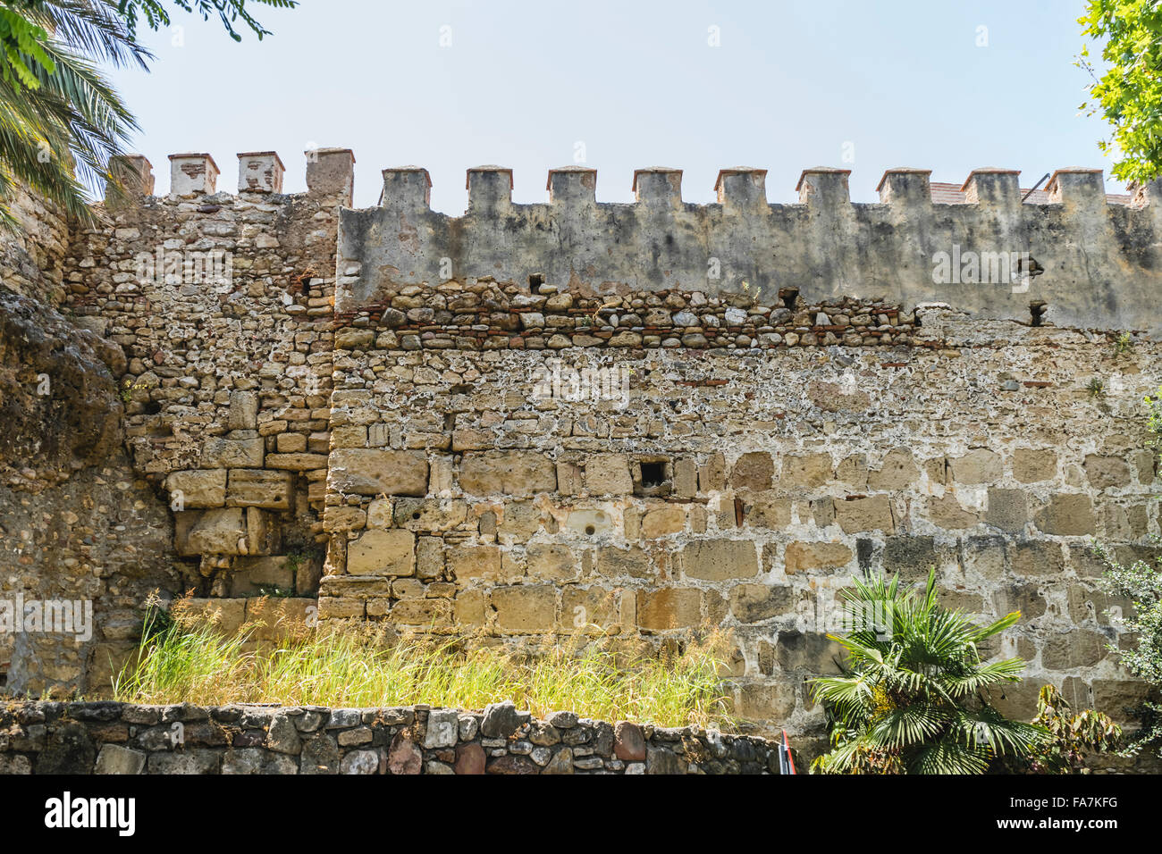 wall and tower of medieval castle in Marbella Andalucia Spain Stock ...