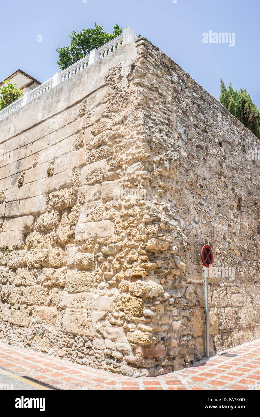 wall and tower of medieval castle in Marbella Andalucia Spain Stock ...