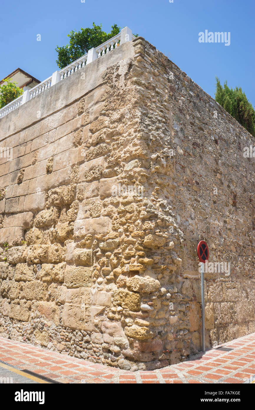 wall and tower of medieval castle in Marbella Andalucia Spain Stock ...