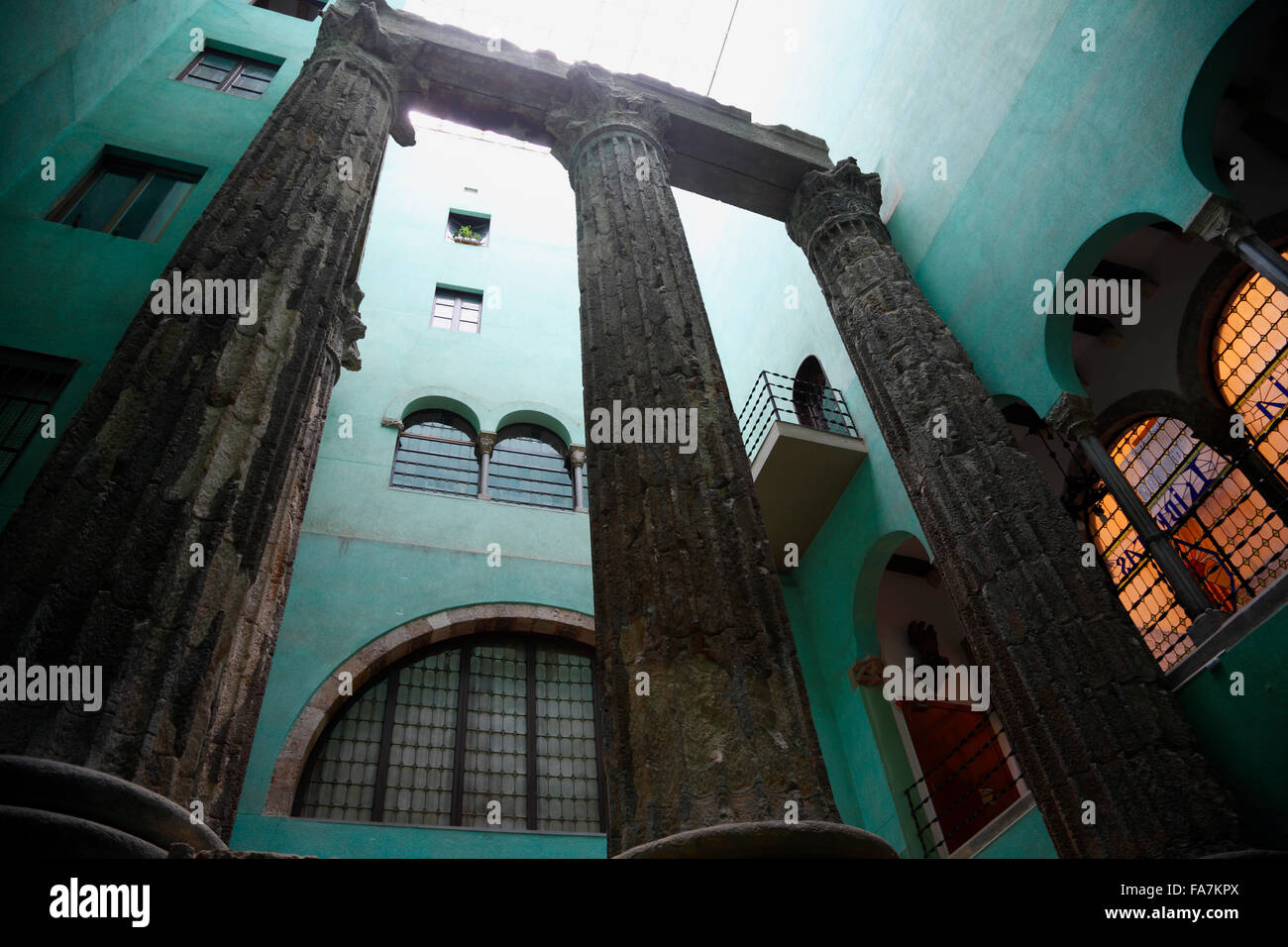 Barri Gotic, historic roman columns, Jupiter Temple, Barcelona, Spain ...