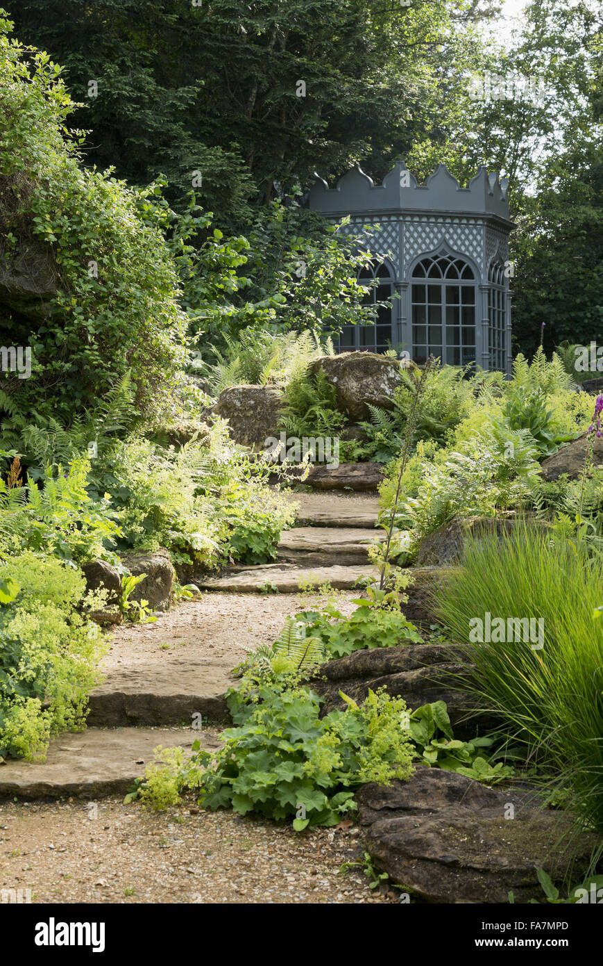 The summer house in the lower garden at Woolbeding Gardens, West Sussex ...