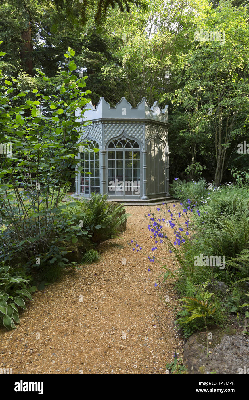 The summer house in the lower garden at Woolbeding Gardens, West Sussex ...