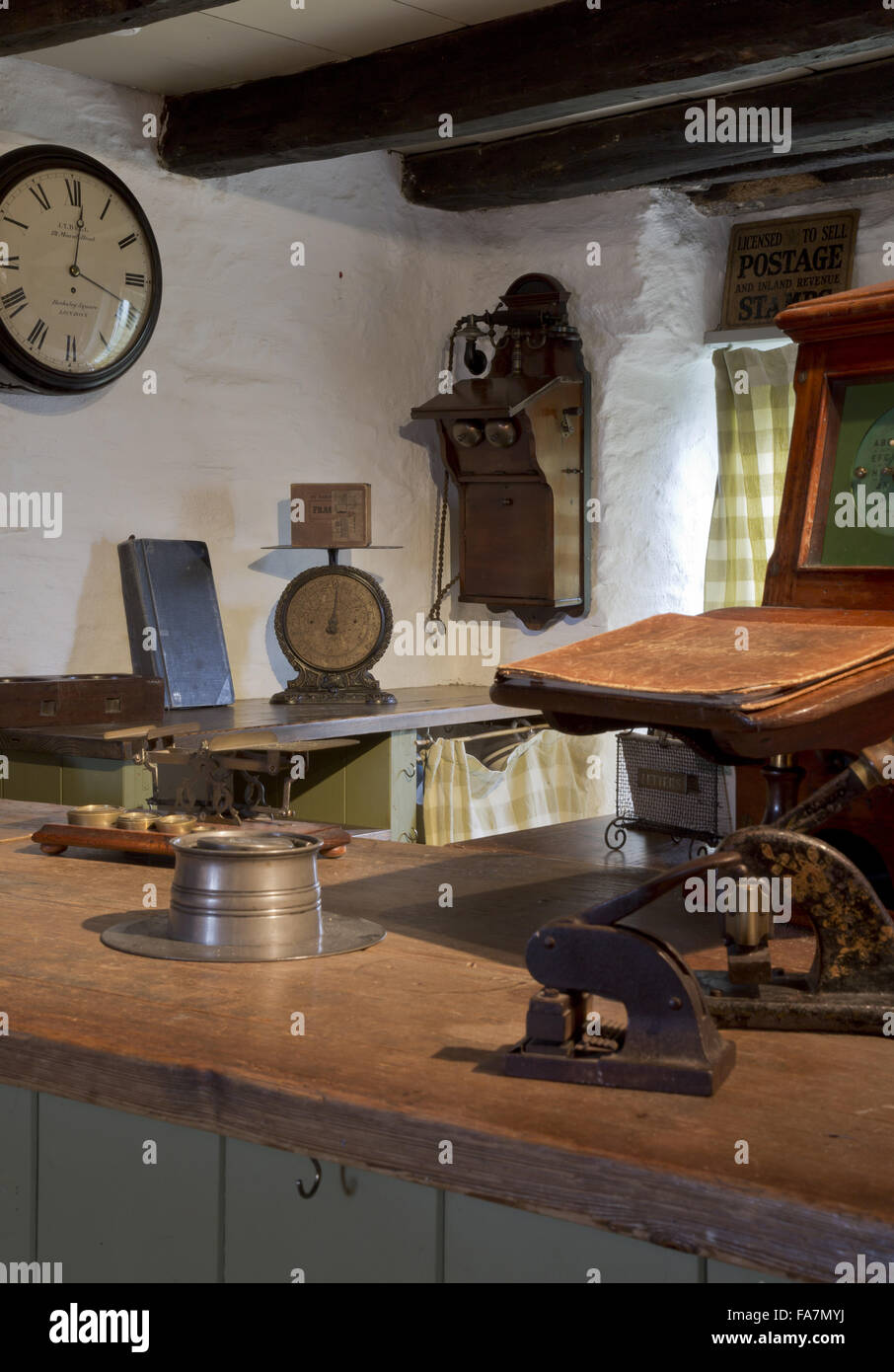 The Post Room counter at Tintagel Old Post Office, Tintagel, Cornwall ...