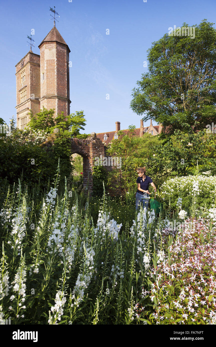 The Tower seen from the gardens in July at Sissinghurst Castle, Kent ...