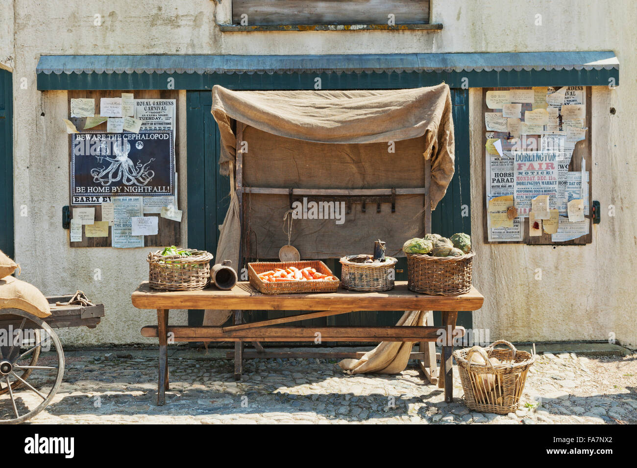 Vegetable stall, part of the set for the filming of 'Mariah Mundi and ...