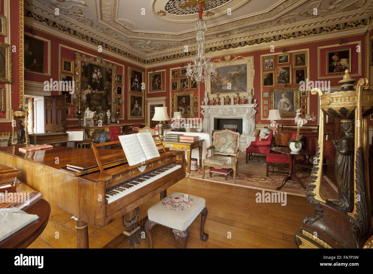Piano from the Cobbe collection in the Saloon at Hatchlands Park ...