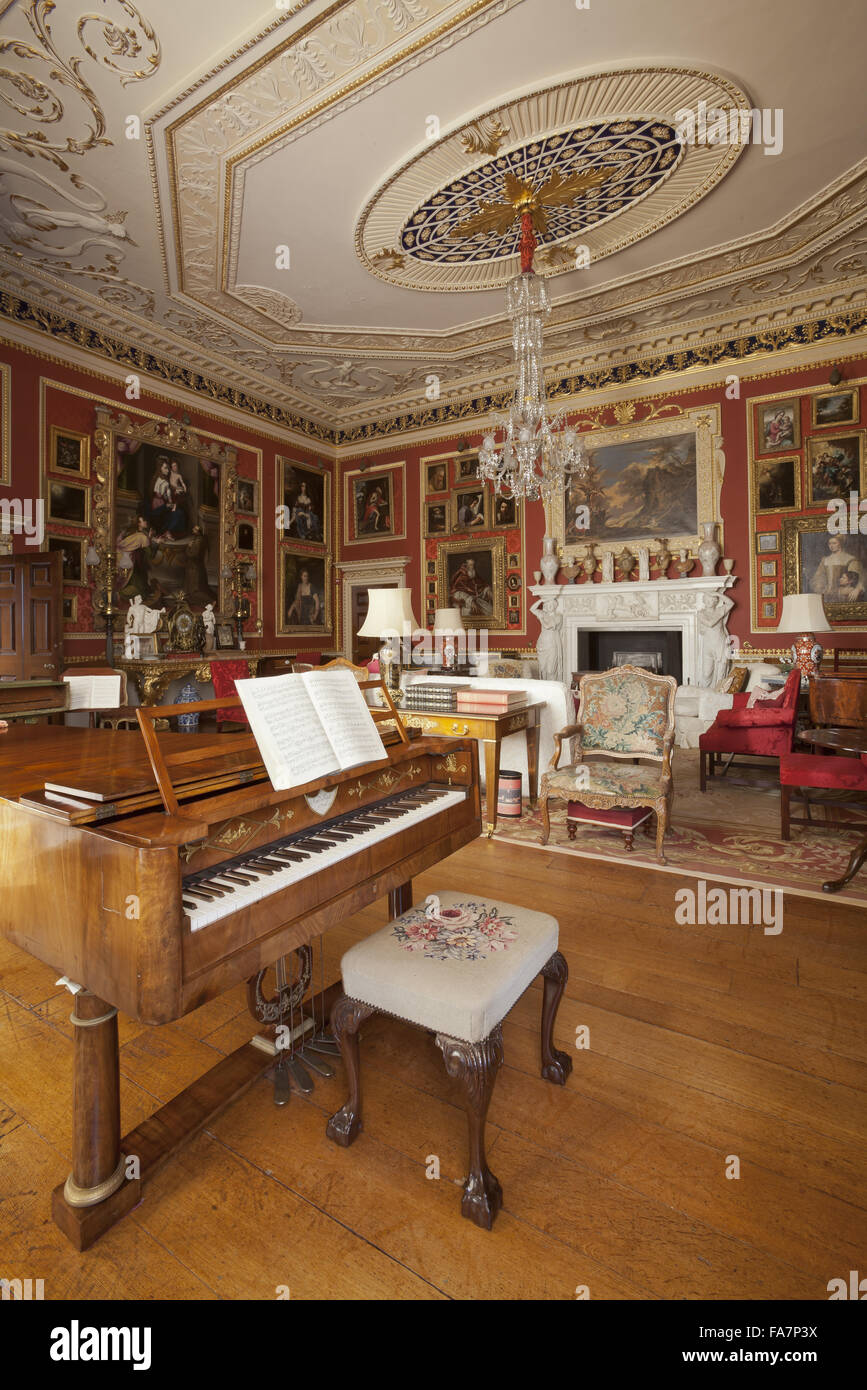 Piano from the Cobbe collection in the Saloon at Hatchlands Park ...