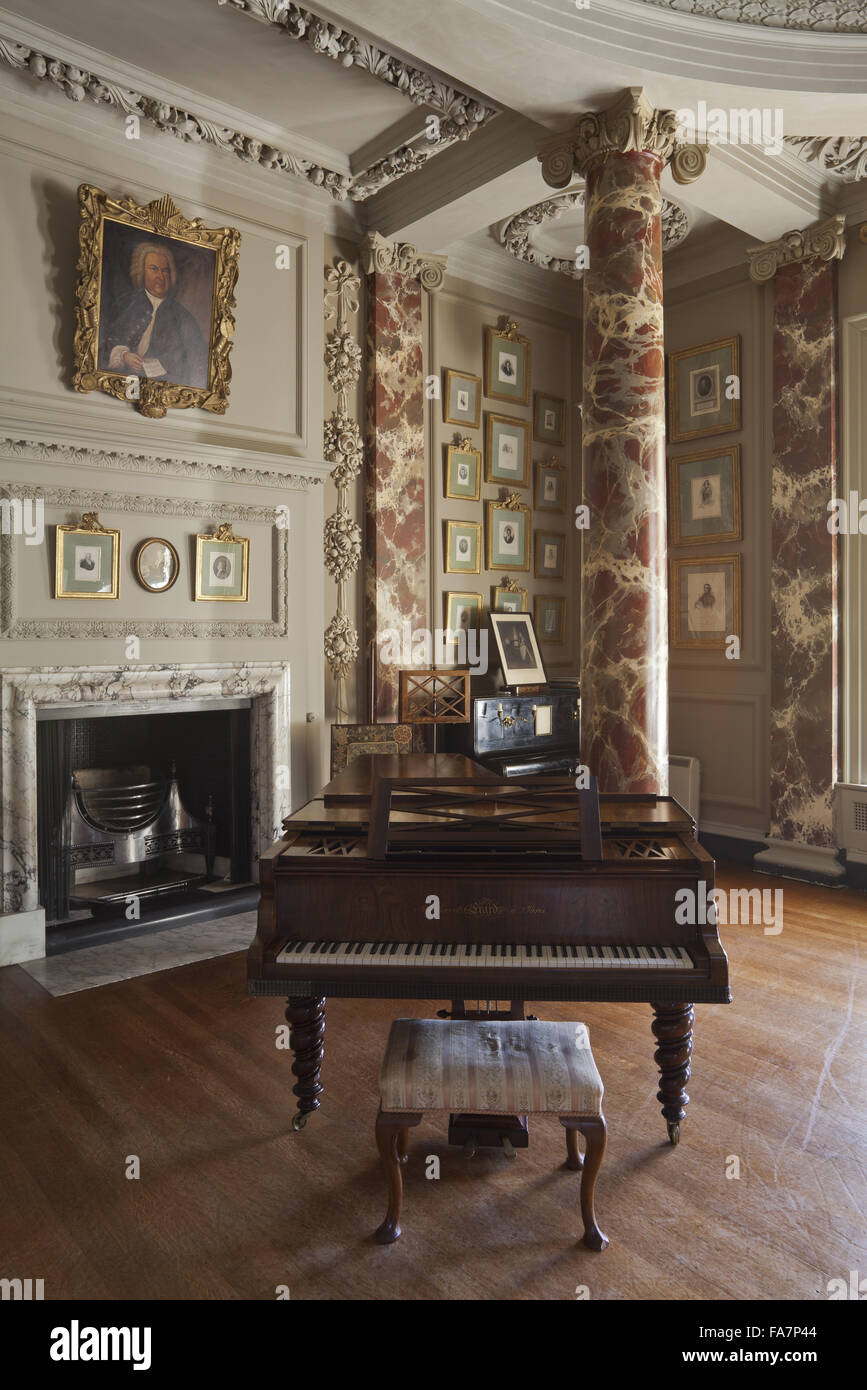 Piano from the Cobbe collection in the Music Room at Hatchlands Park ...