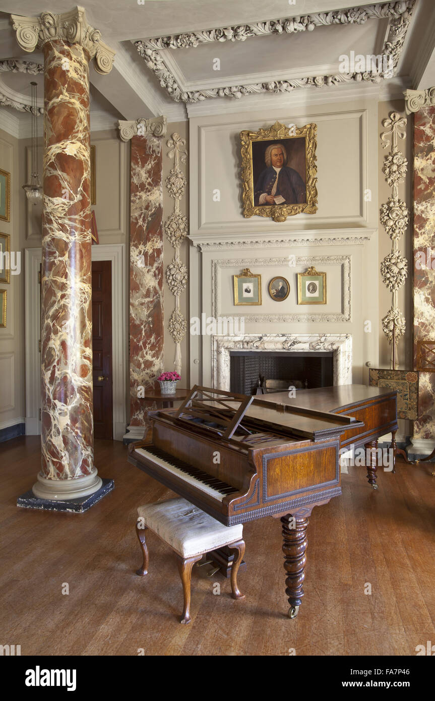 Piano from the Cobbe collection in the Music Room at Hatchlands Park ...
