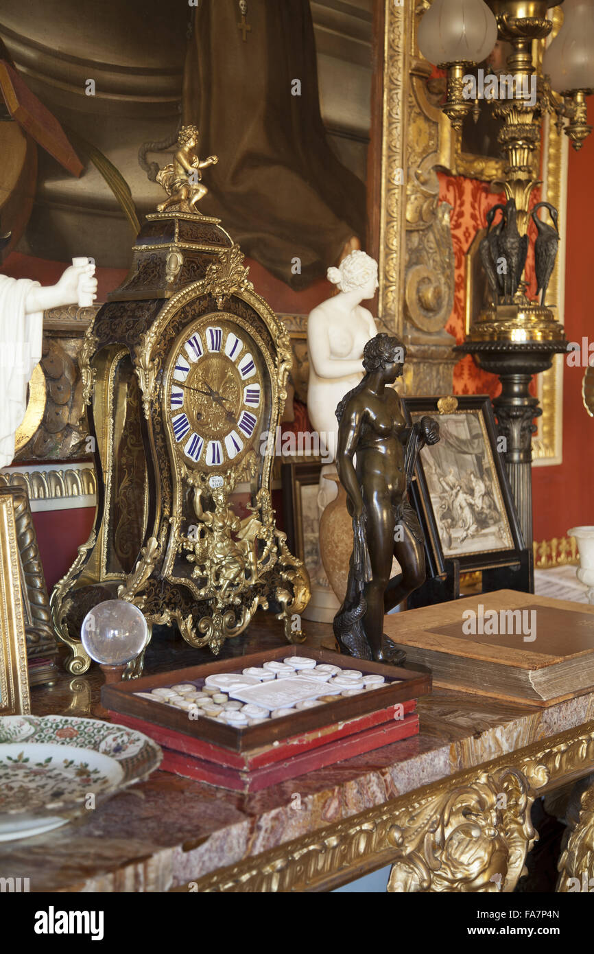 Clock in the Saloon at Hatchlands Park, Surrey Stock Photo - Alamy