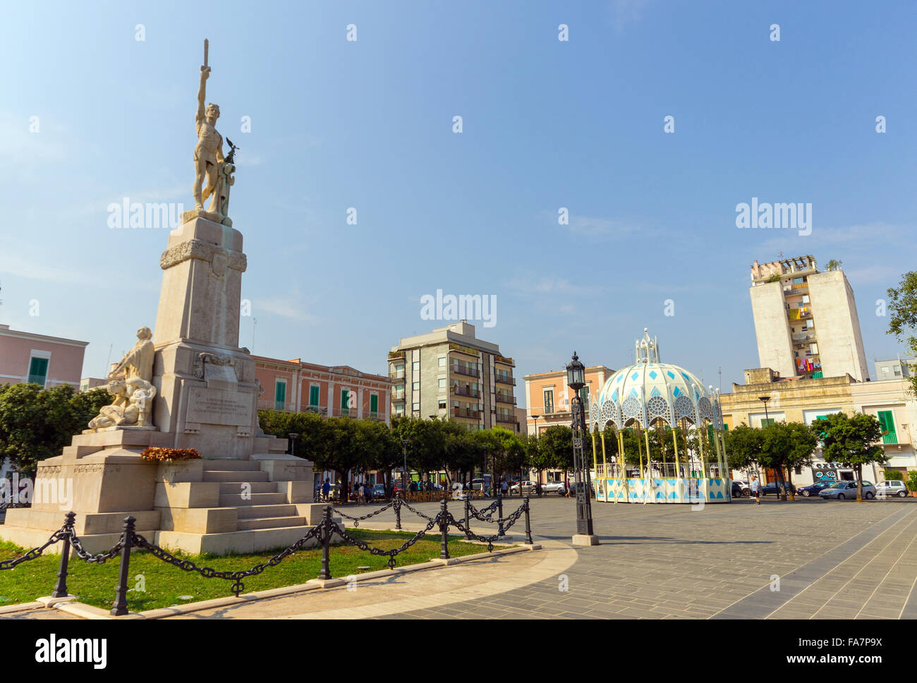 Italy, Apulia, Monopoli, memorial monument in Piazza Vittorio Emanuele ...