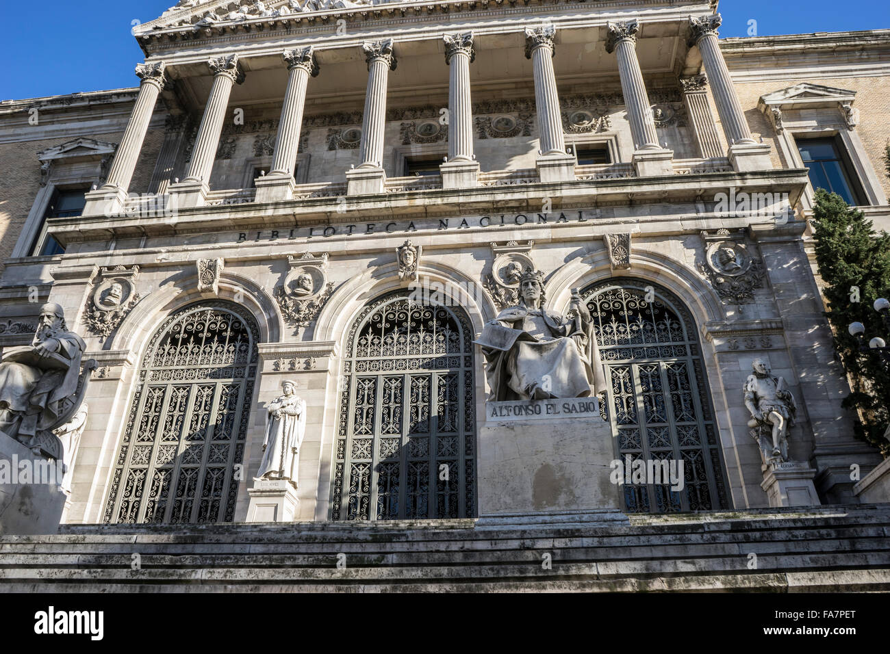National Library of Madrid, Spain. architecture and art Stock Photo - Alamy