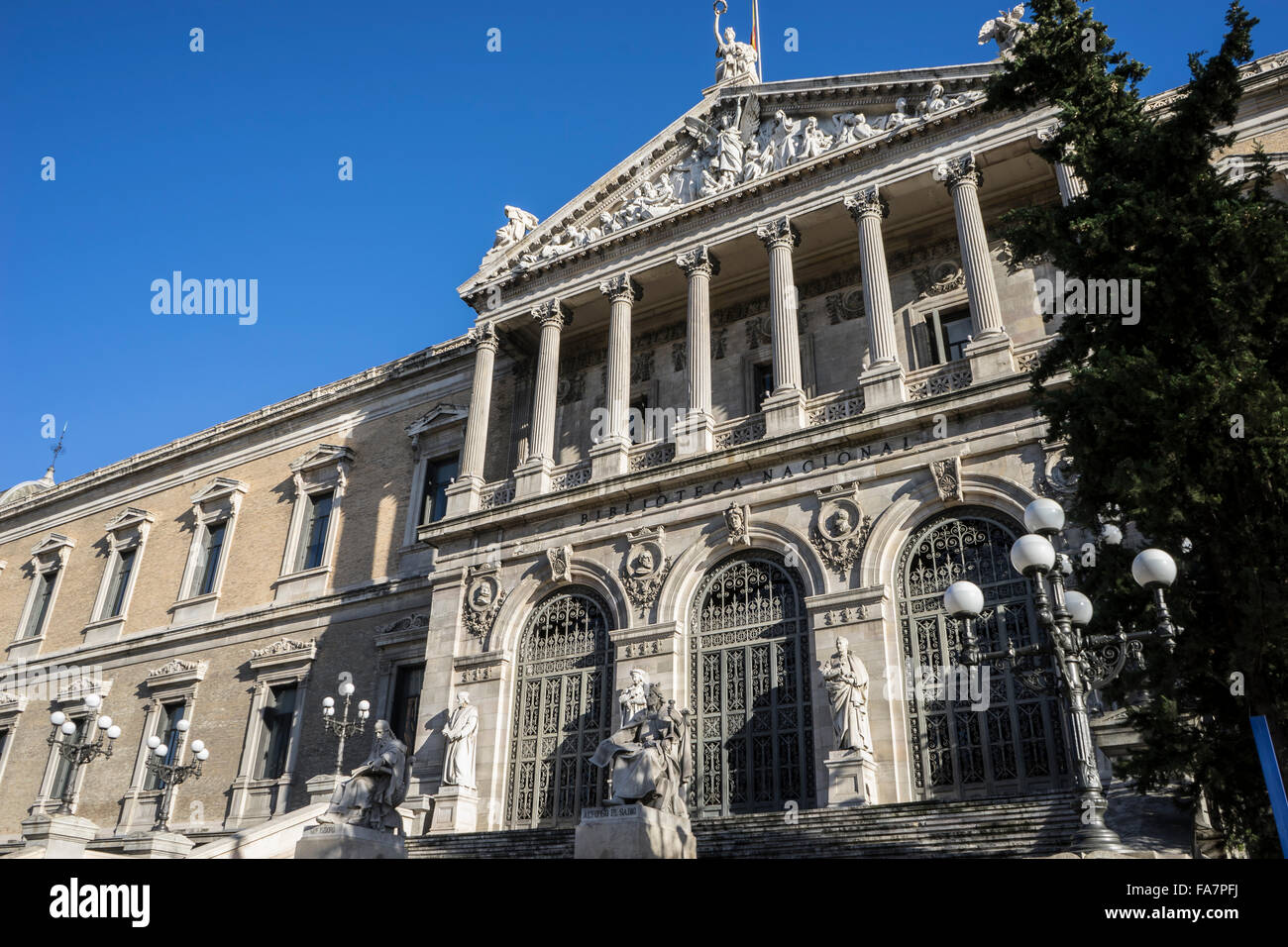 National Library of Madrid, Spain. architecture and art Stock Photo - Alamy