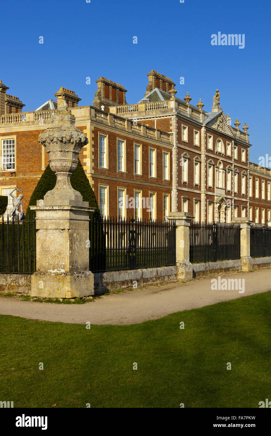 The south front of Wimpole Hall from the parkland, Cambridgeshire. The ...