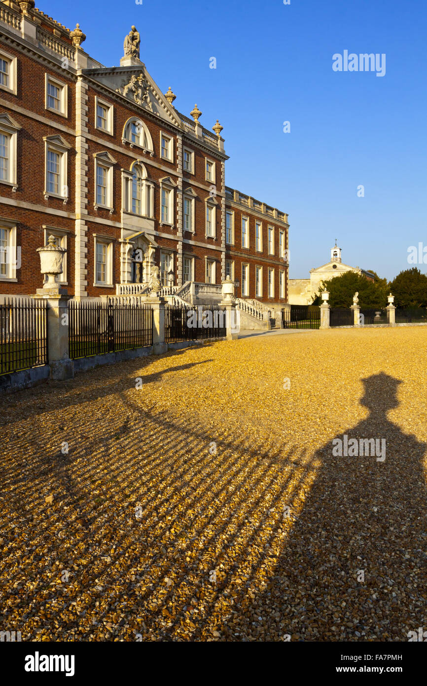 The south front of Wimpole Hall from the parkland, Cambridgeshire. The ...
