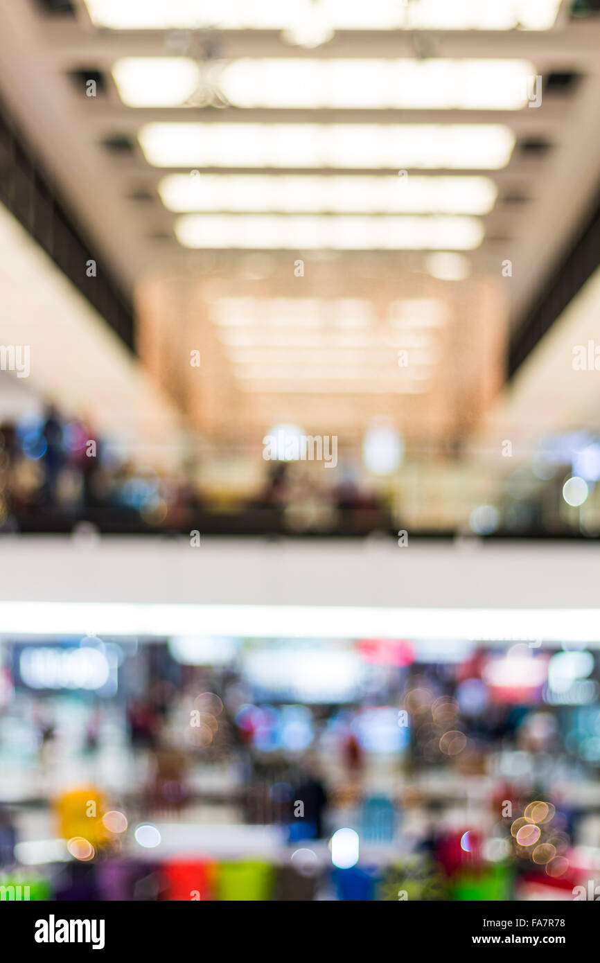 Shopping mall blur background with bokeh Stock Photo - Alamy