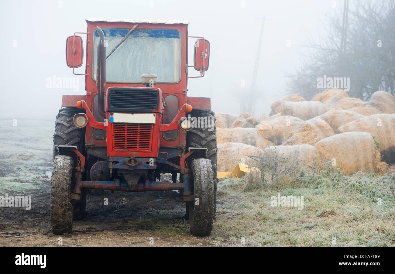 Red tractor in the countryside hi-res stock photography and images - Alamy