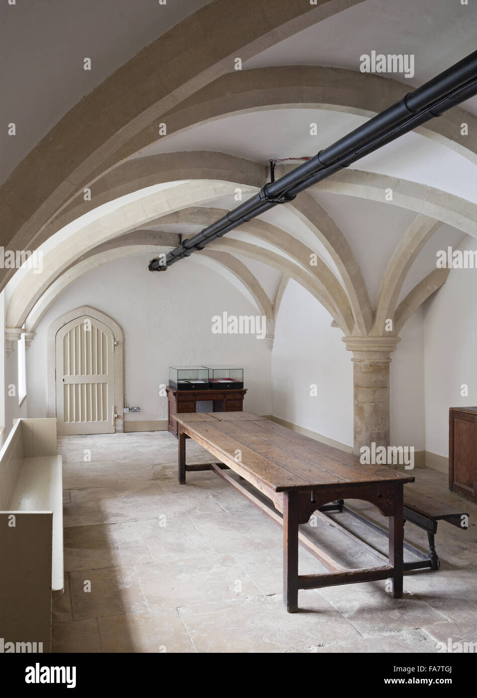 The Servants Hall with the Victorian heating pipes running along the ...